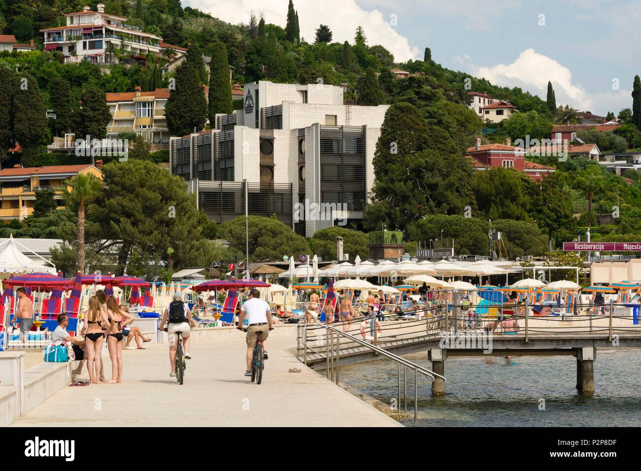 The beach, Portoroz, Slovenia Stock Photo - Alamy