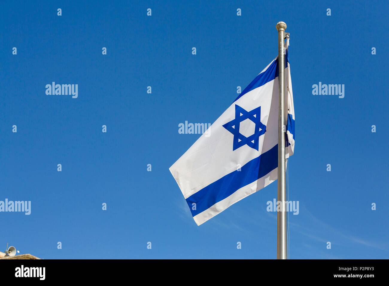 Israel, Jerusalem, the UNESCO World Heritage Old City, the Israeli flag ...