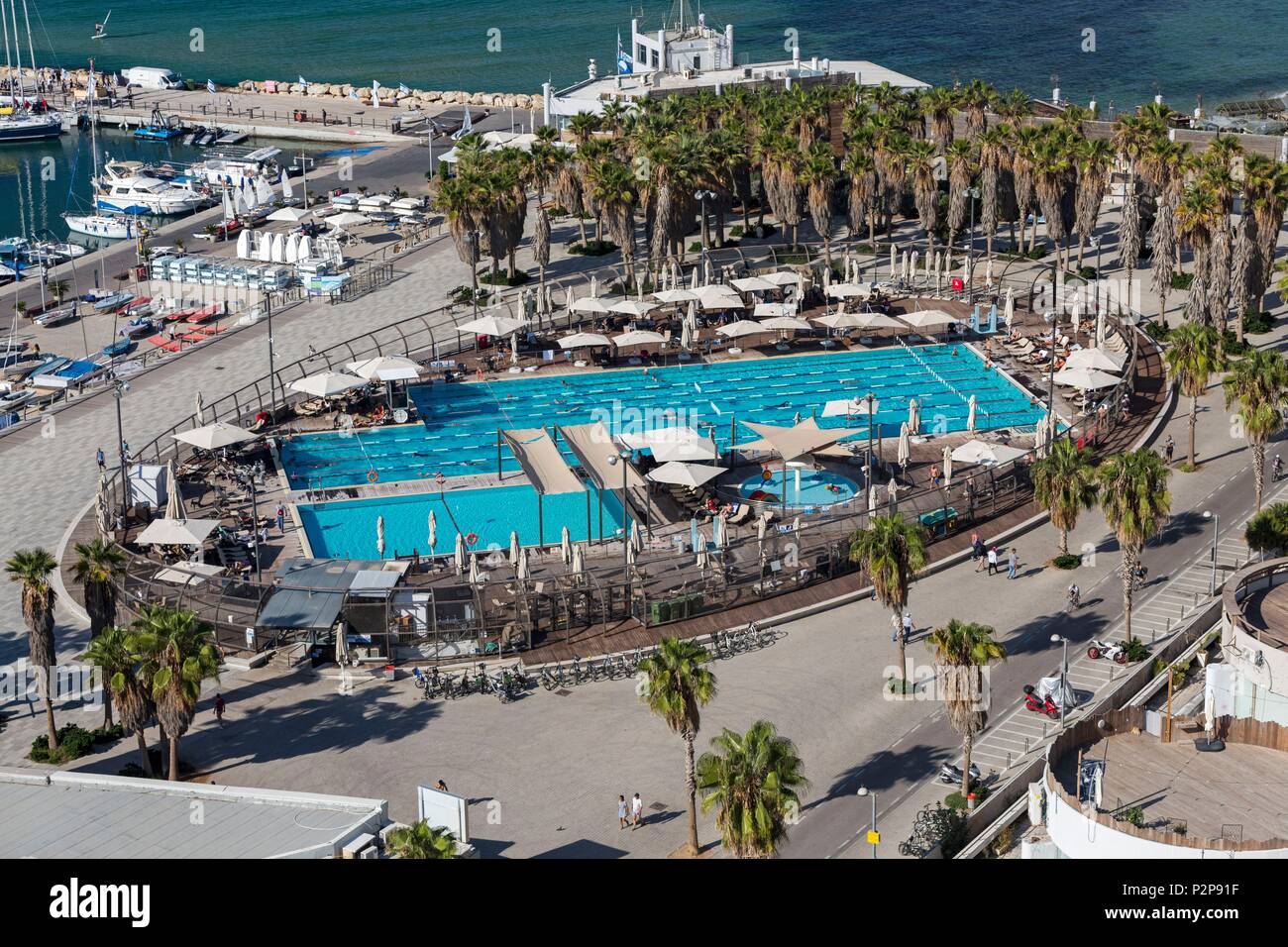 Israel, Tel Aviv, the marina, the municipal pool, Gordon Pool Stock ...