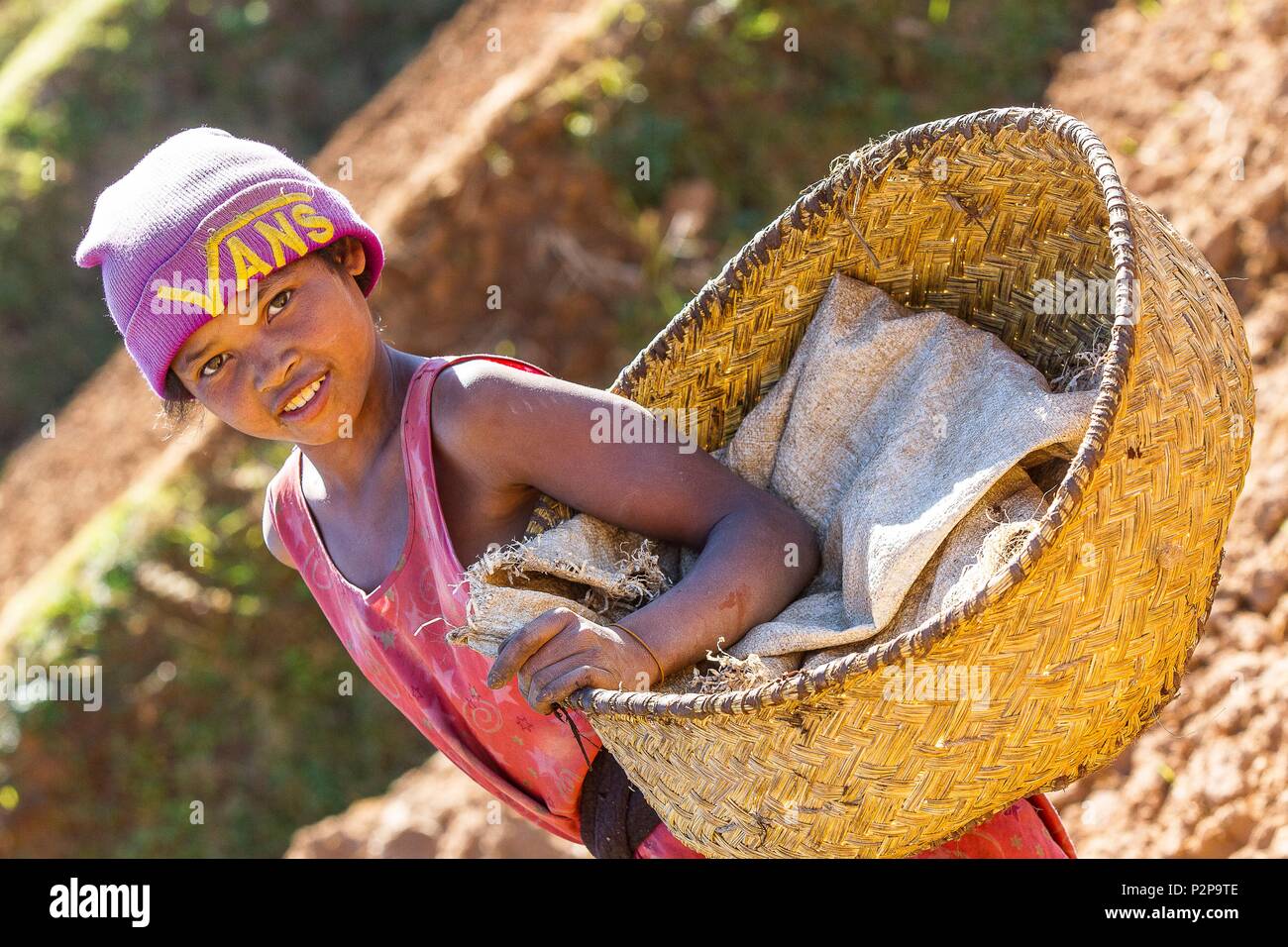 Madagascar, Central Highlands, Antsirabe region, rice fields towards ...