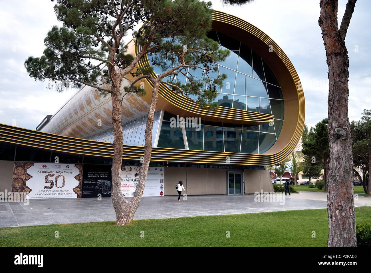 Azerbaijan, Baku, wrapped rug-shaped carpet museum on the waterfront ...