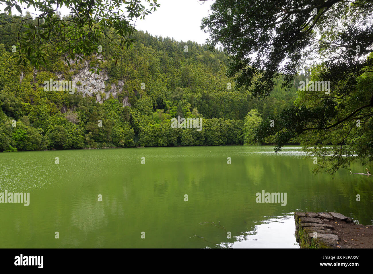 Lake Congo on Sao Miguel Island, Azores, Portugal. Emerald color of ...