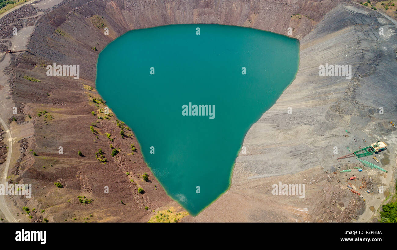 Aerial view of flooded quarry Mining-dressing quarry is flooded Stock ...