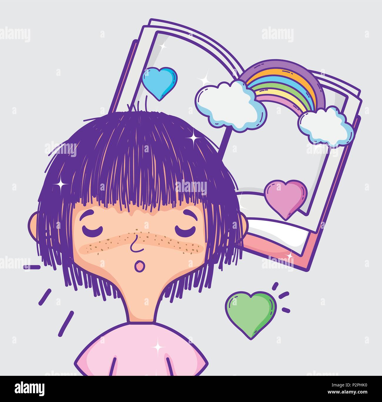 Magic reading girl reading Stock Vector Images - Alamy