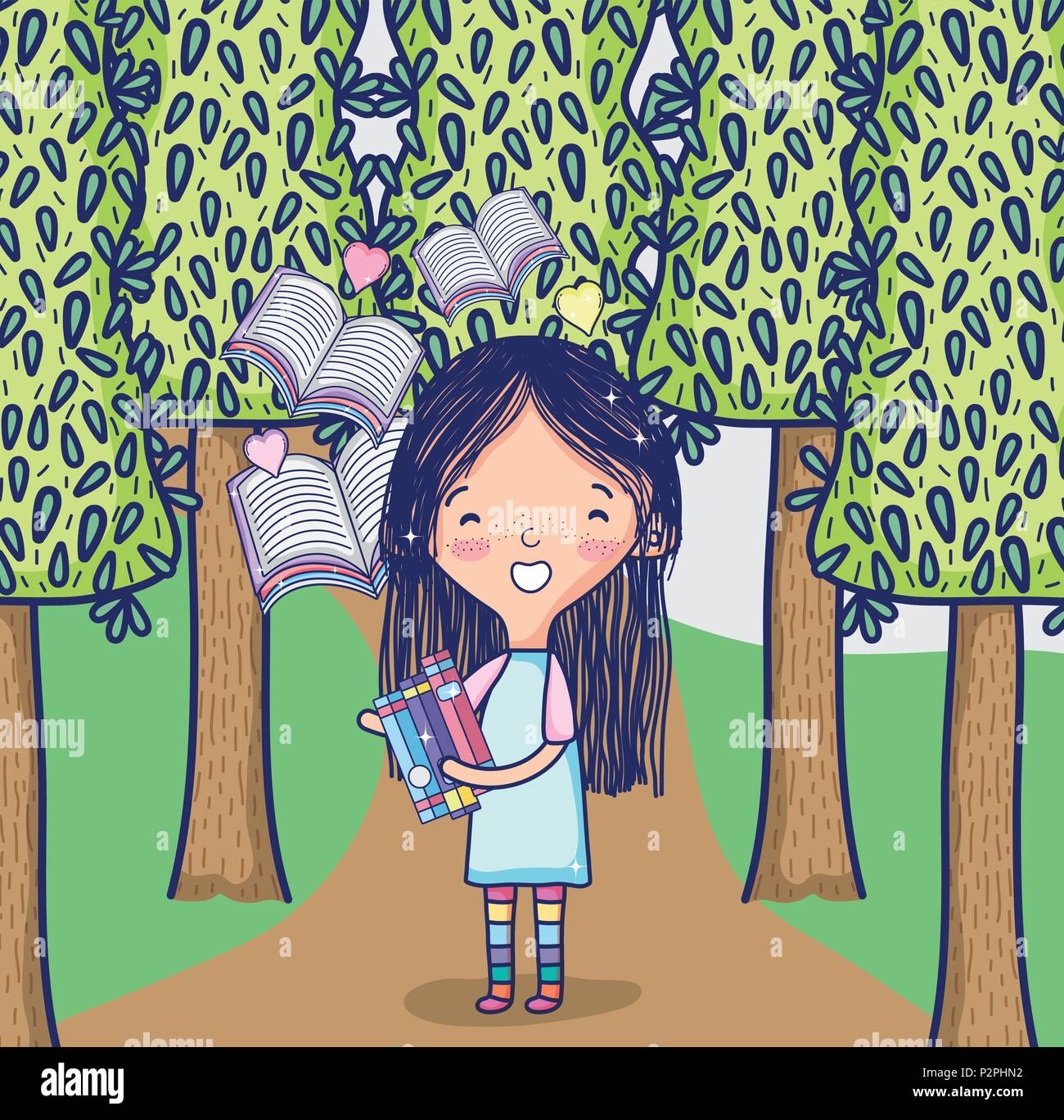 Cute girl with book Stock Vector Image & Art - Alamy