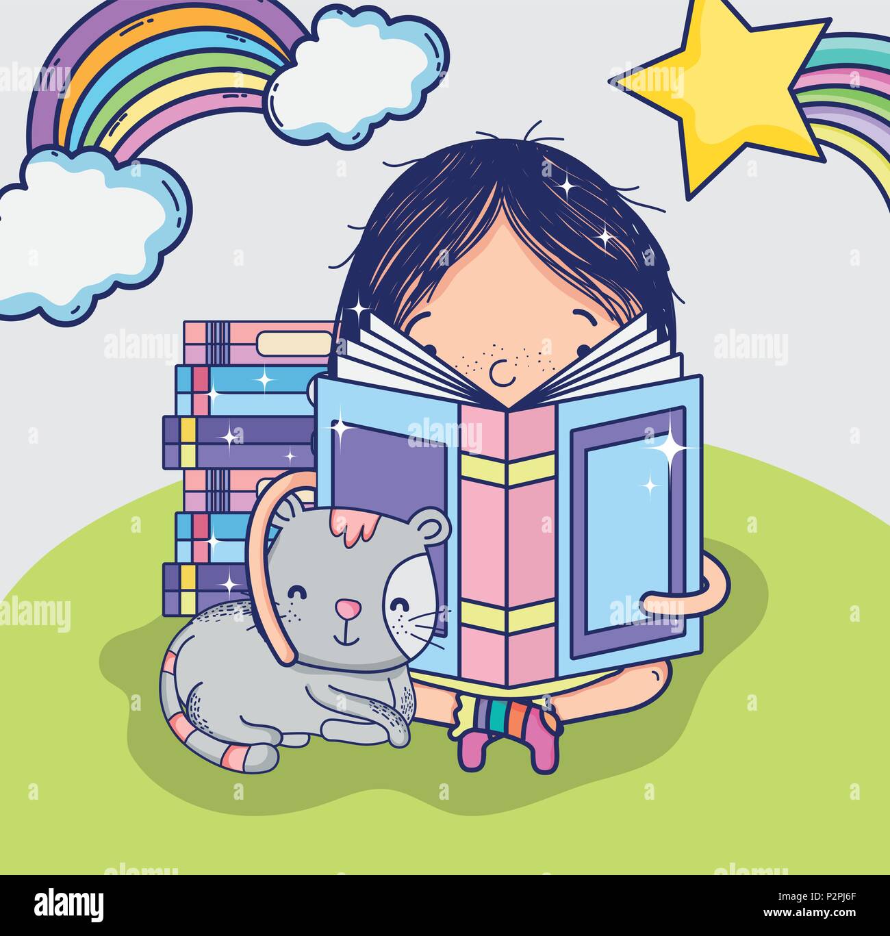 Reading a story to a class Stock Vector Images - Alamy