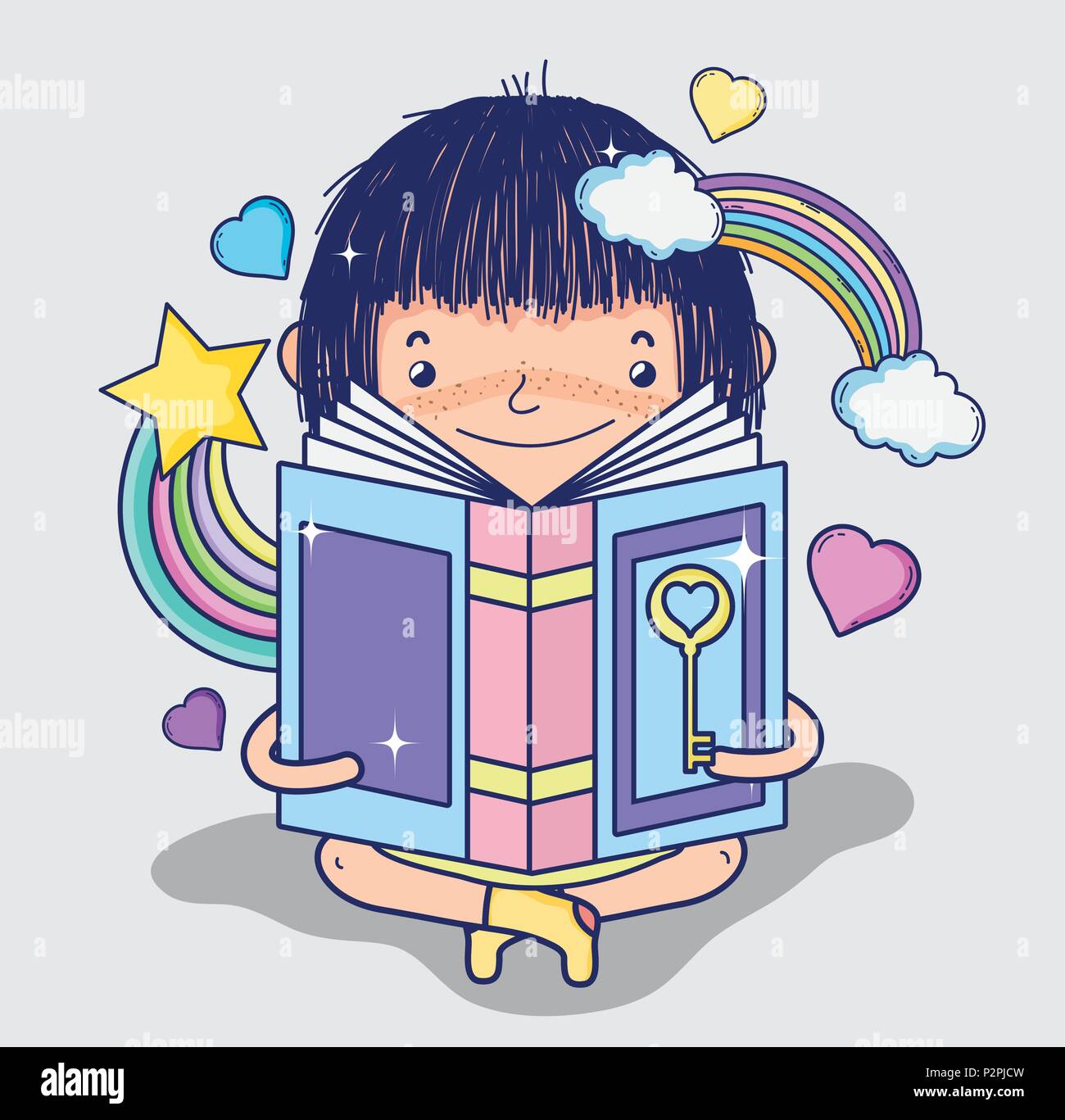 Reading fantasy book child Stock Vector Images - Alamy