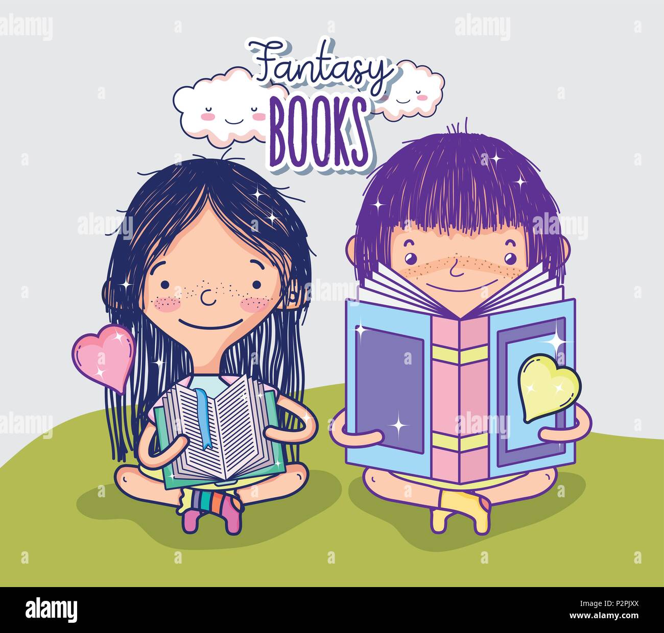 School girls reading Stock Vector Images - Alamy