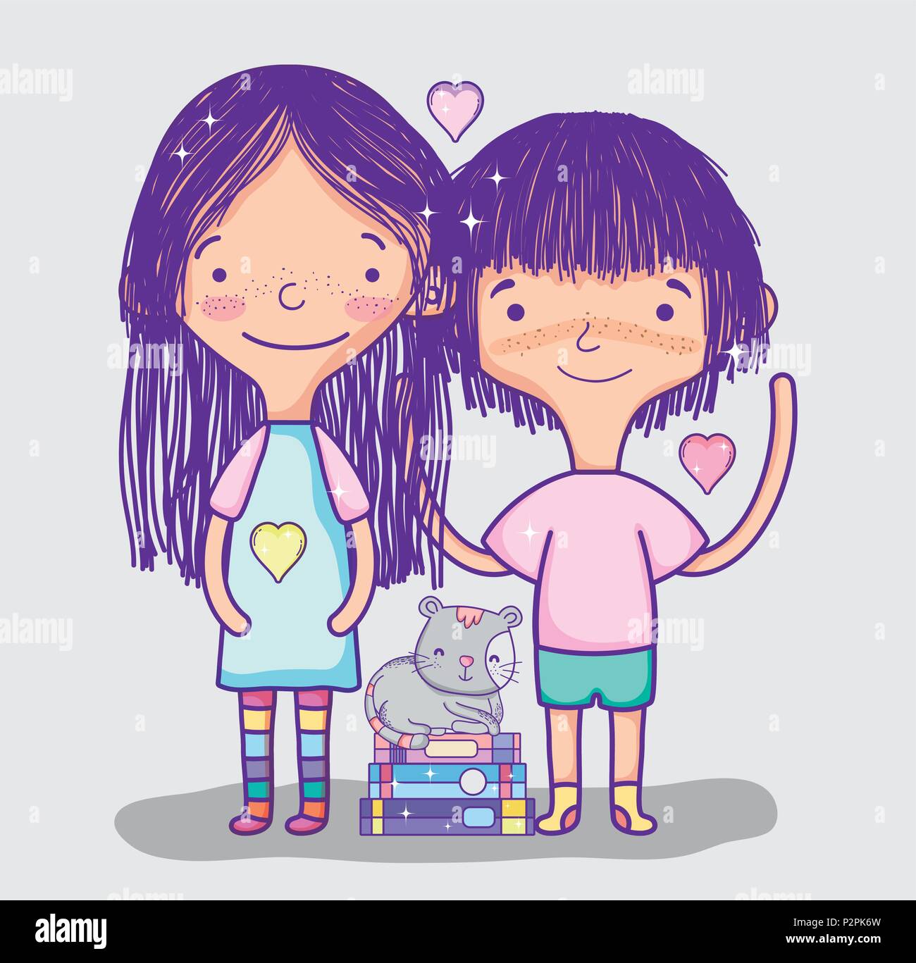 Girls with books Stock Vector Images - Alamy