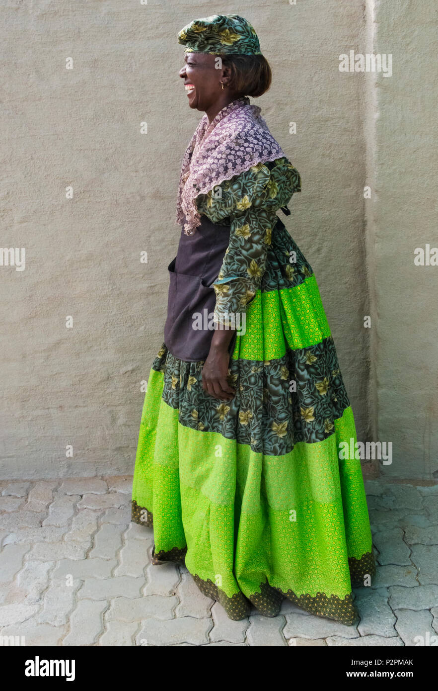 Herero woman in traditional clothing, Damaraland, Kuene Region, Namibia ...