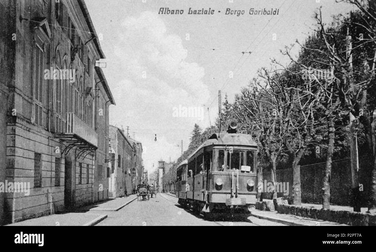 . A STEFER 70 tram in service on the Roman Castles railway, here at ...