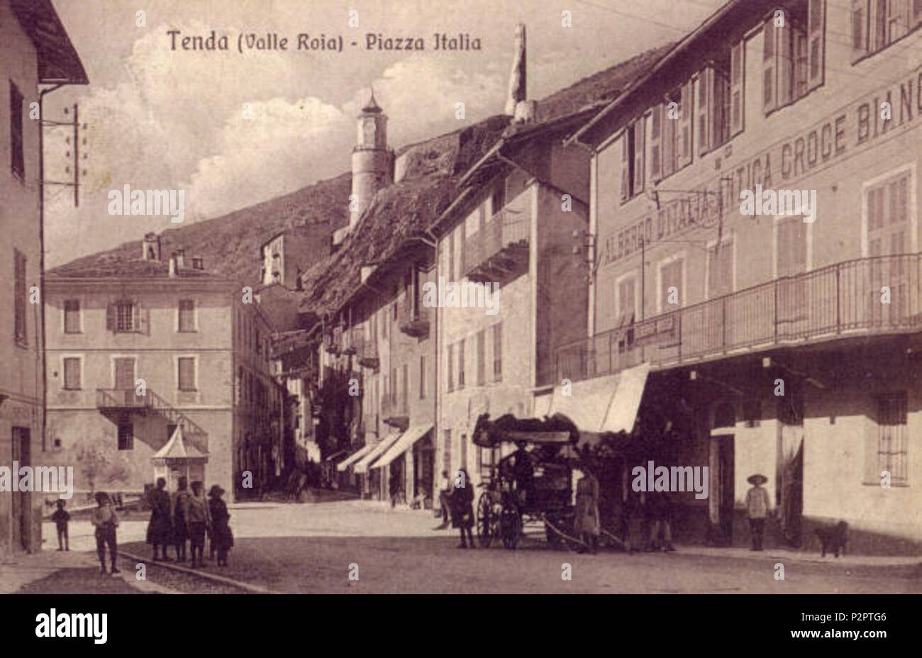 . English: Albergo d'Italia in Tenda, Italy now Tende, France in 1920s ...