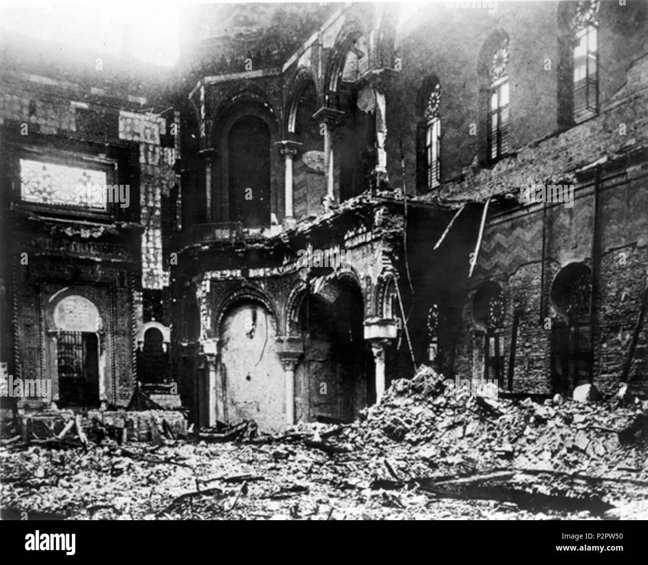 . The synagogue of Turin in 1942 destroyed by an american bomb during ...