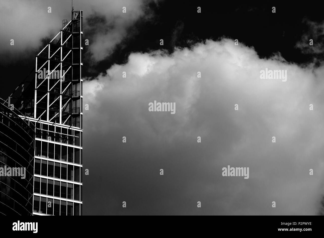 Tall building against sky Black and White Stock Photos & Images - Alamy
