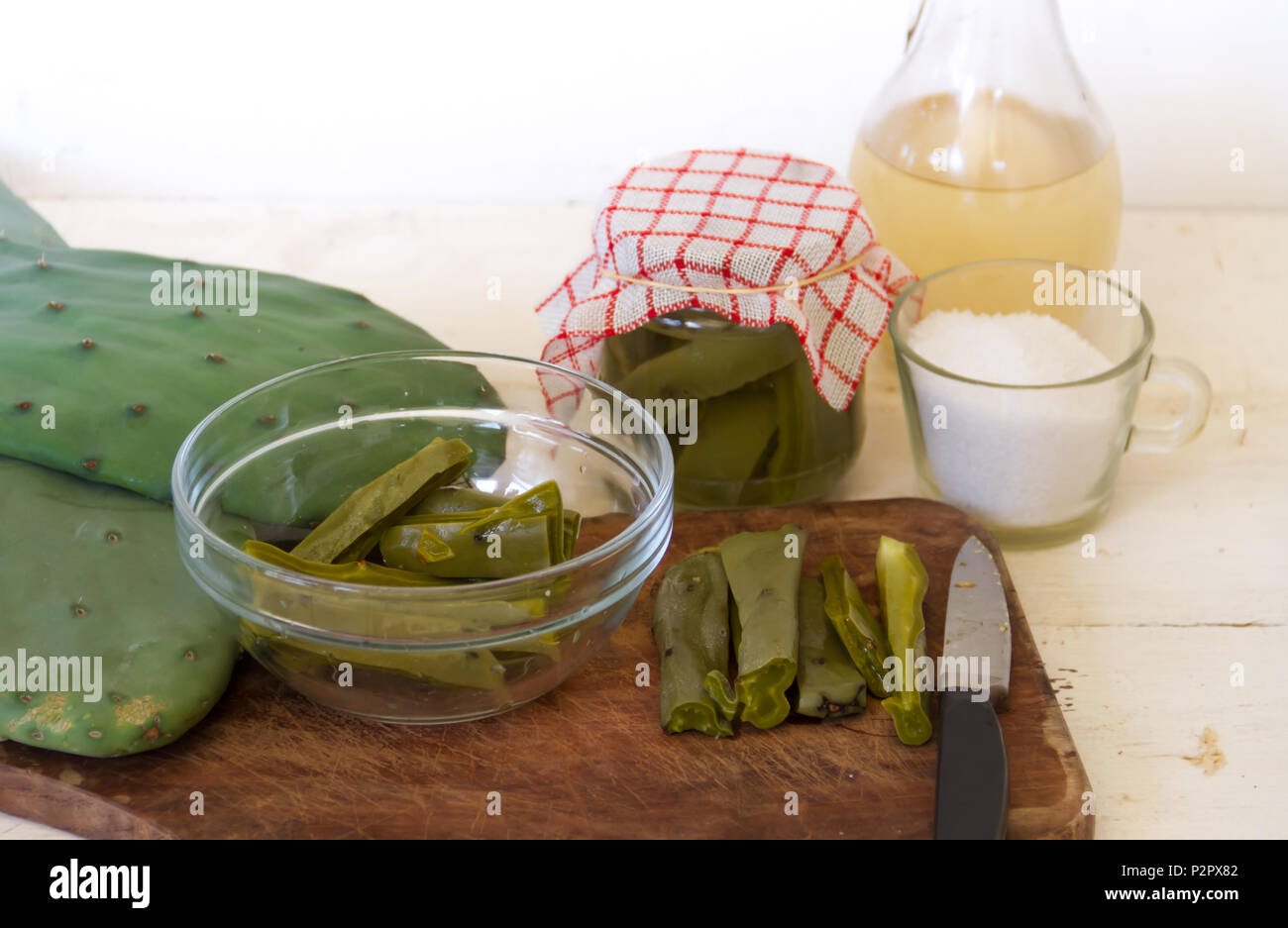 artisanal preparation of healthy food with prickly pear cactus Stock ...
