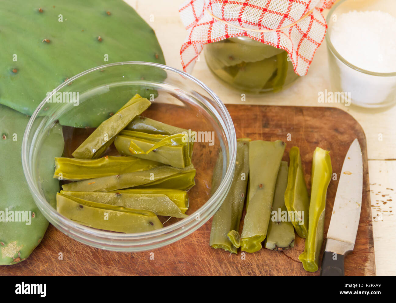 artisanal preparation of healthy food with prickly pear cactus Stock ...