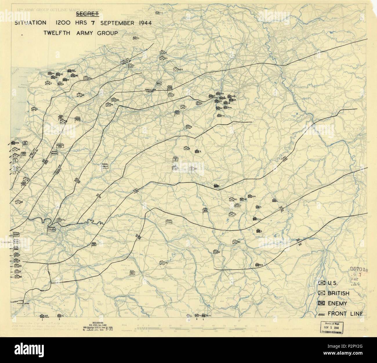 (September 7, 1944), HQ Twelfth Army Group situation map. LOC ...