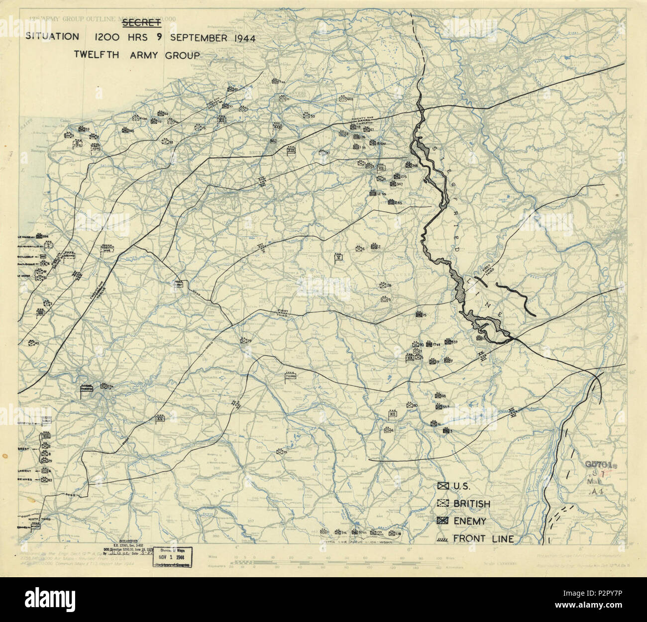 (September 9, 1944), HQ Twelfth Army Group situation map. LOC ...