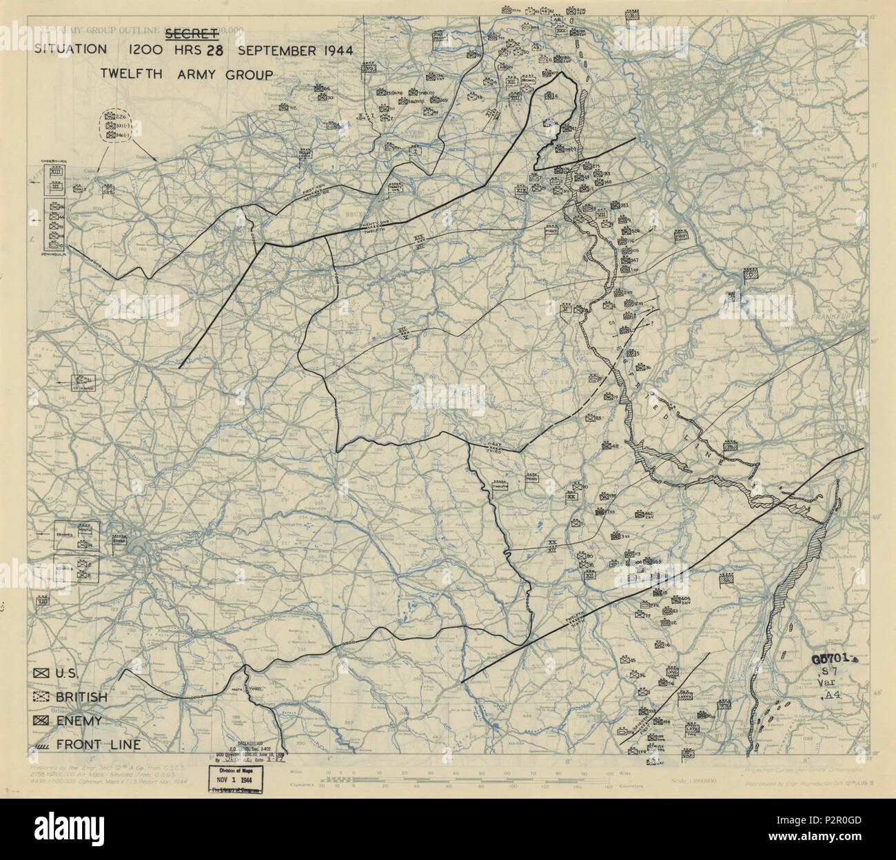 (September 28, 1944), HQ Twelfth Army Group situation map. LOC ...