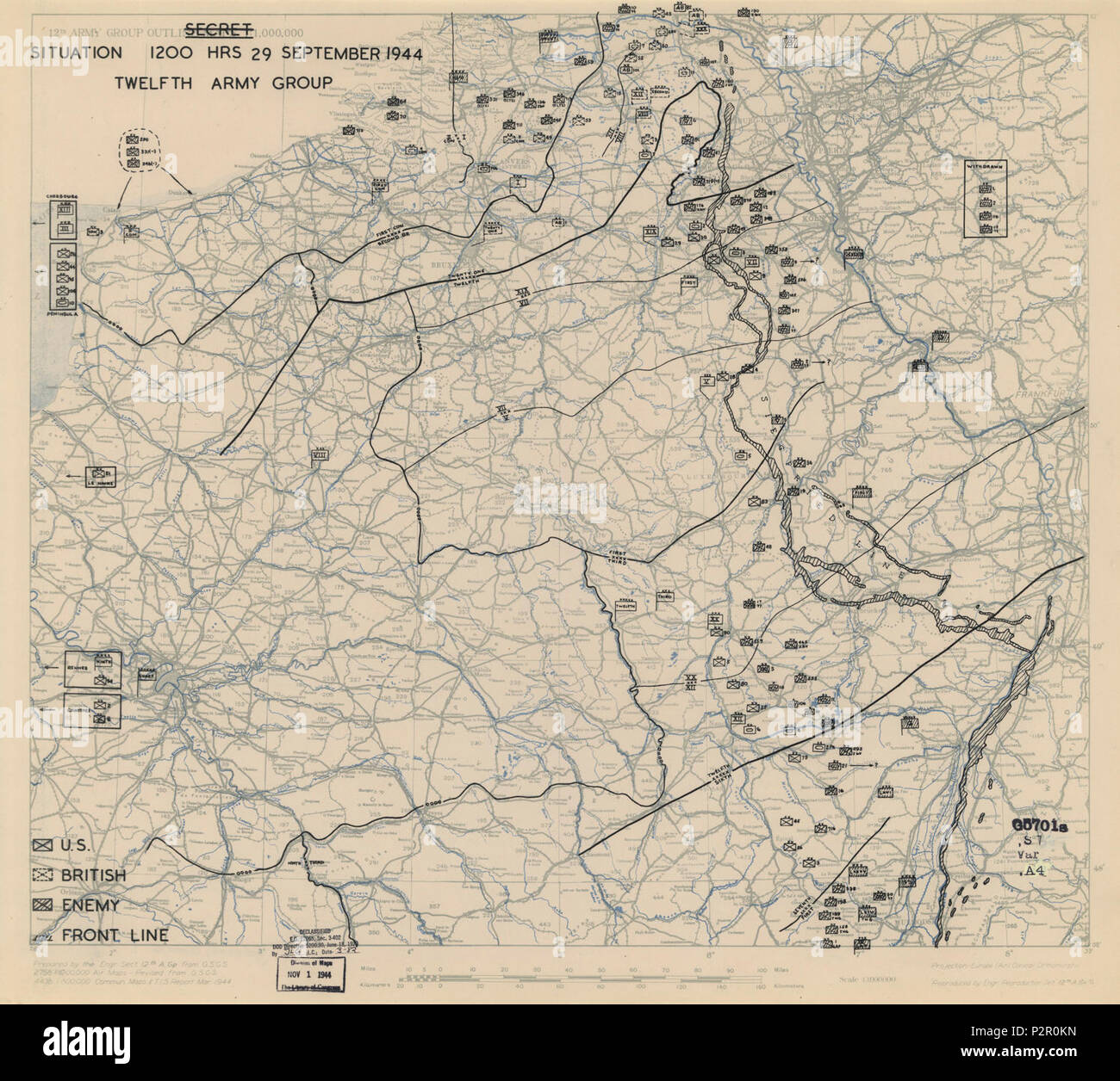 (September 29, 1944), HQ Twelfth Army Group situation map. LOC ...