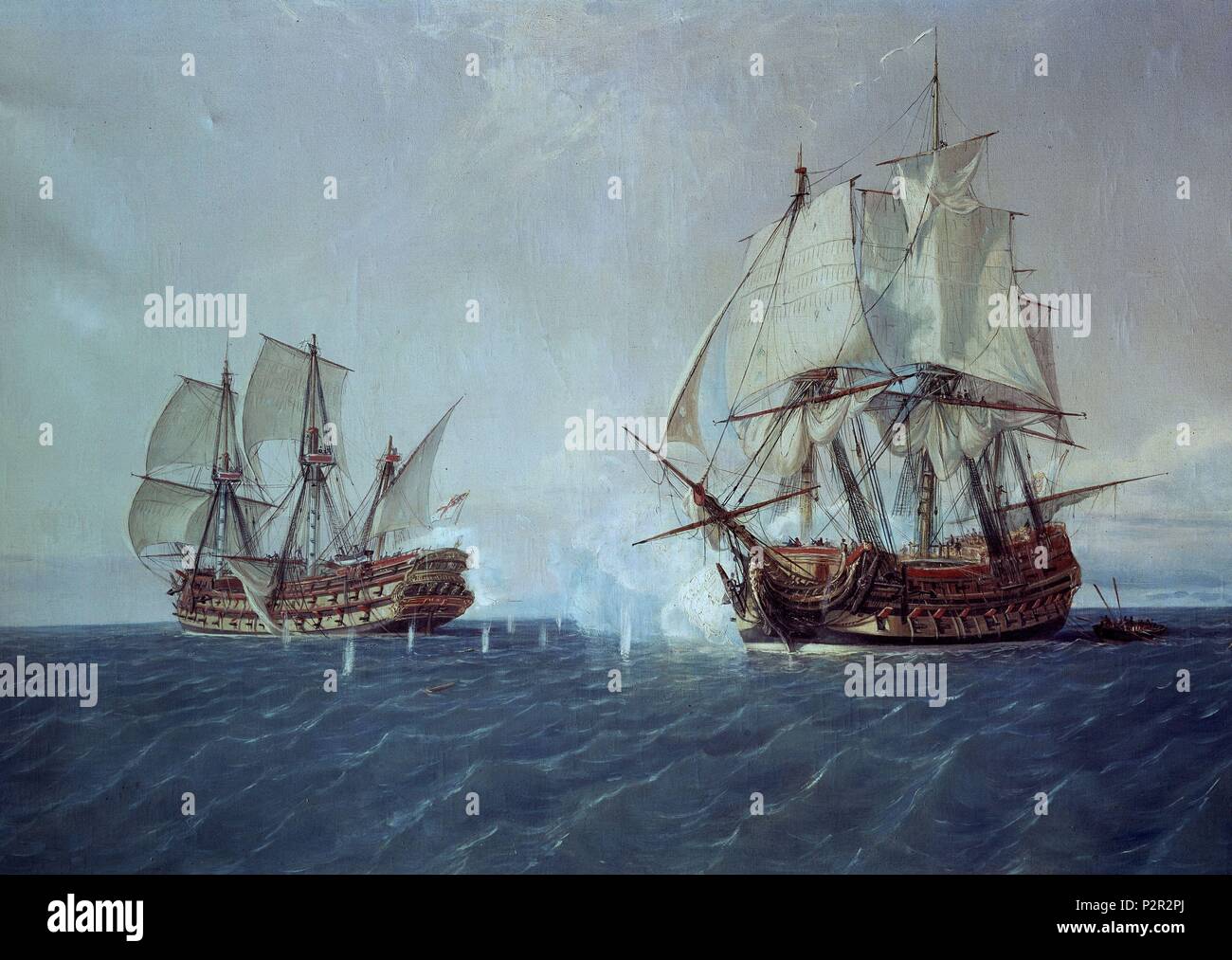 'HMS Mary in battle against Catalán', 19th century, Oil on canvas ...