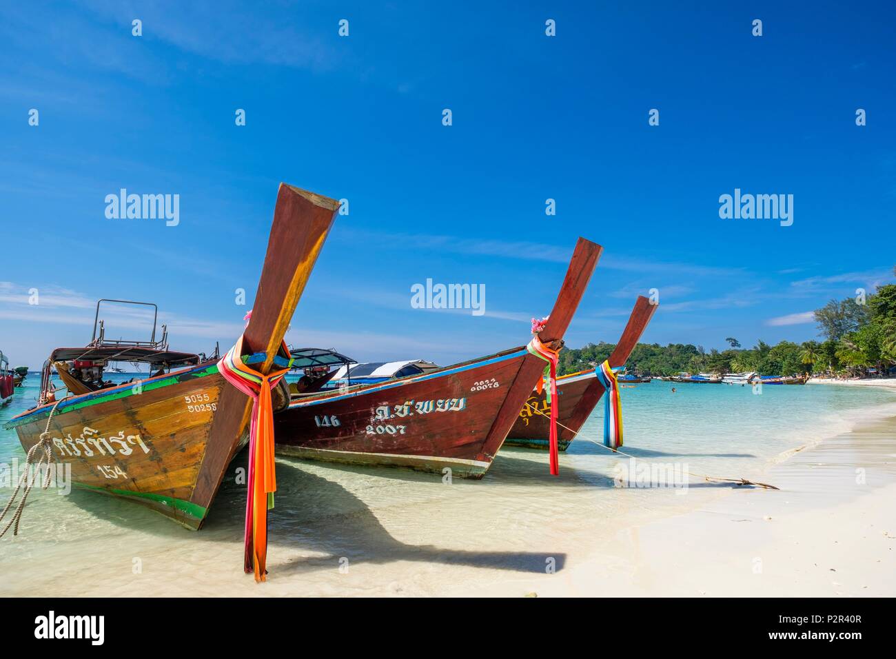 Thailand, Satun province, Ko Lipe island, Pattaya white sand beach ...