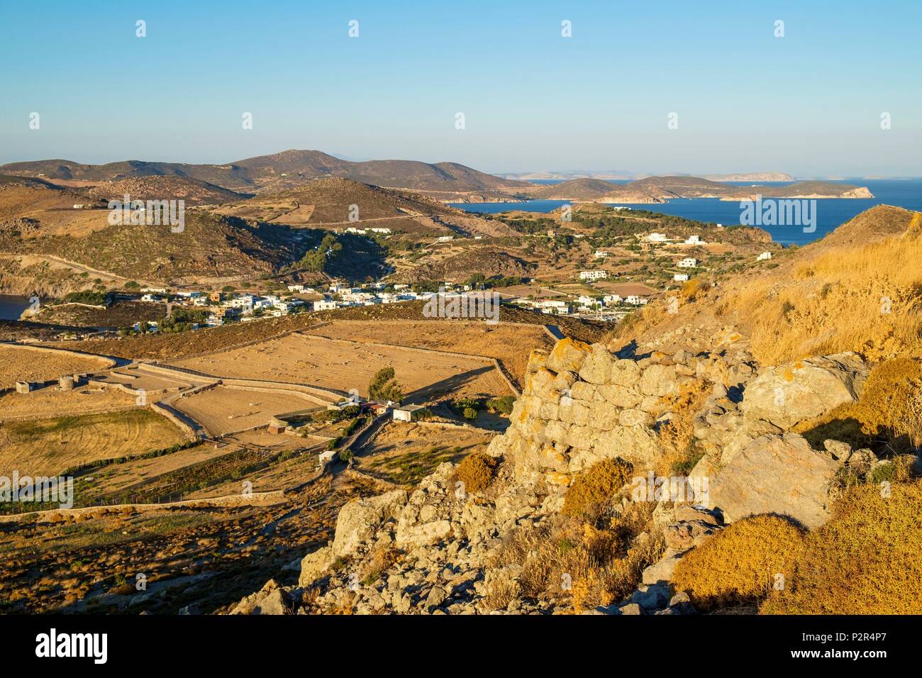 Greece, Dodecanese archipelago, Patmos island, Skala, panorama from ...