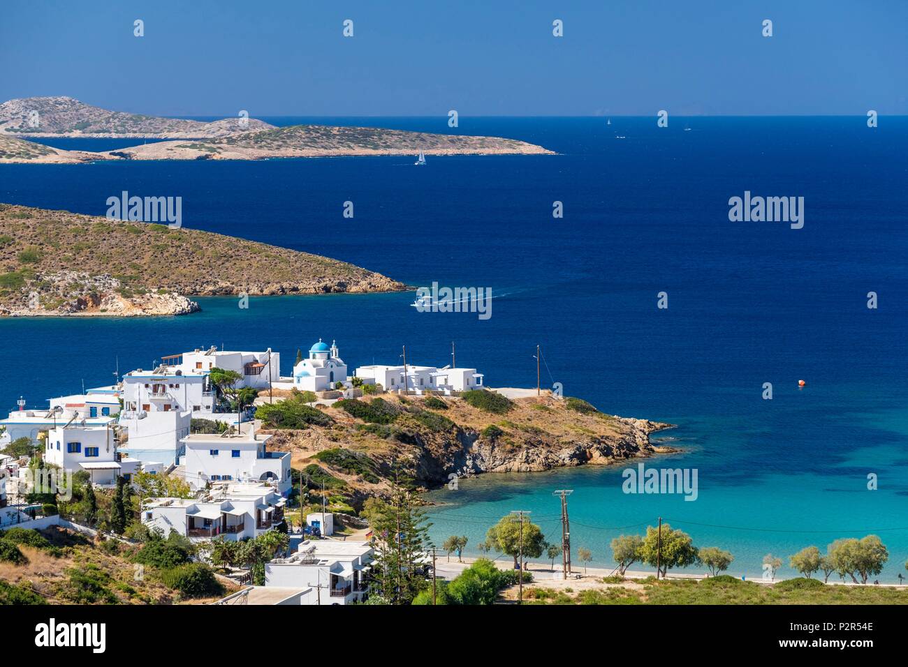 Greece, Dodecanese archipelago, Lipsi island, Lipsi village and Lientou ...