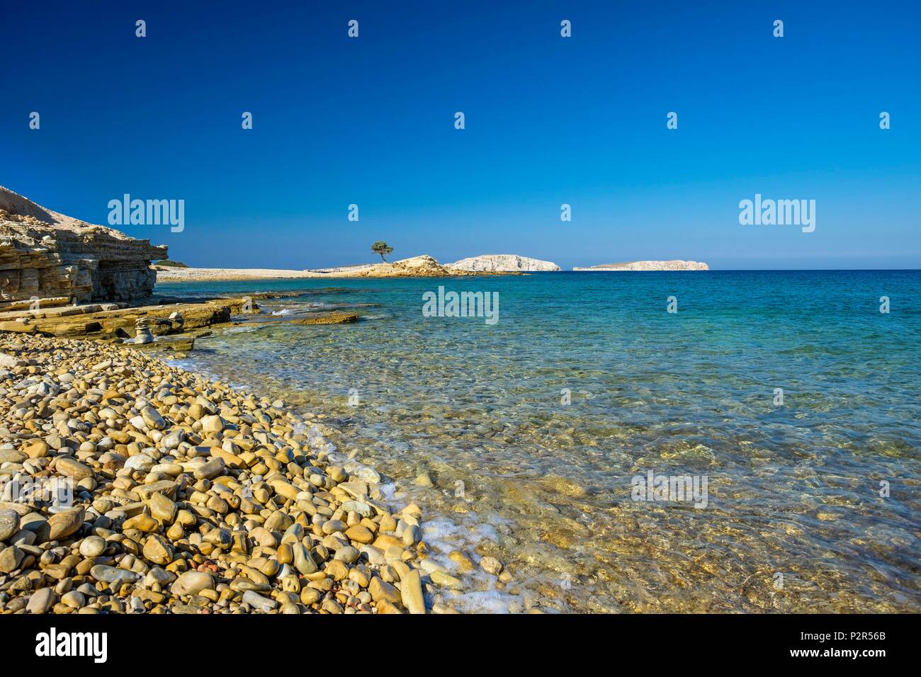 Greece, Dodecanese archipelago, Lipsi island, Monodendri bay and beach ...