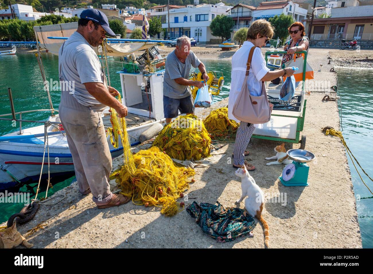 Greece, Fourni Korseon archipelago, Fourni island, the main harbour of ...