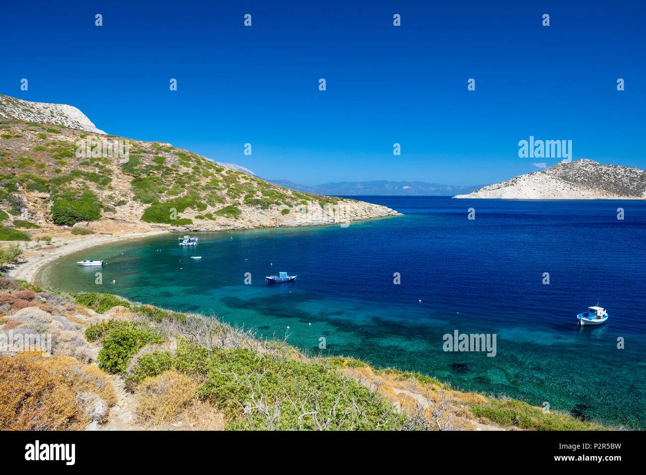 Greece, Fourni Korseon archipelago, Fourni island, Ghria bay close to ...