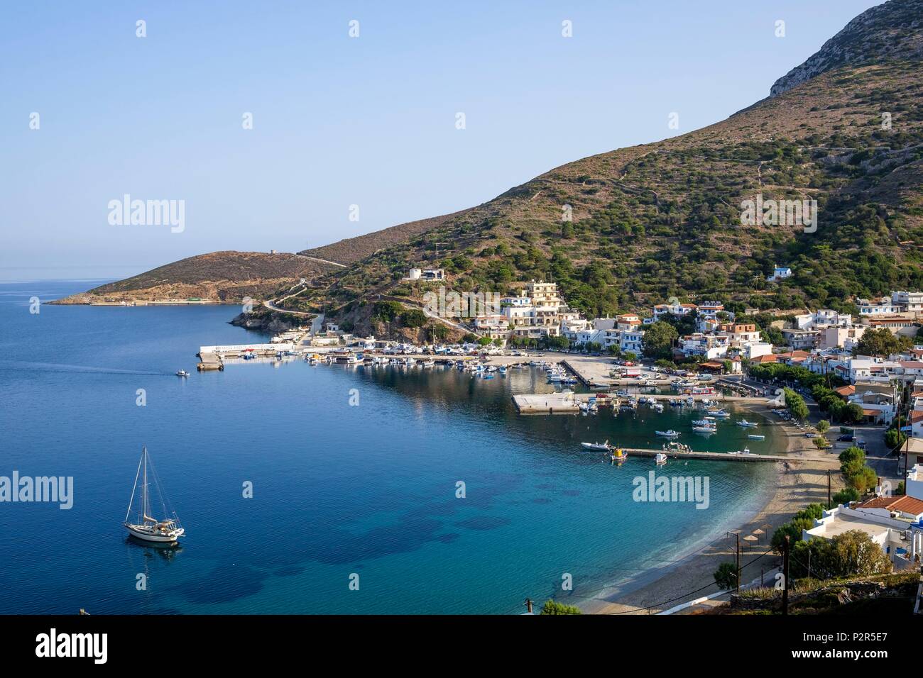 Greece, Fourni Korseon archipelago, Fourni island, the main harbour of ...
