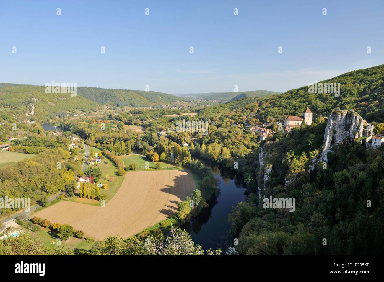 France, Lot, Saint Cirq Lapopie, village labeled Most Beautiful ...