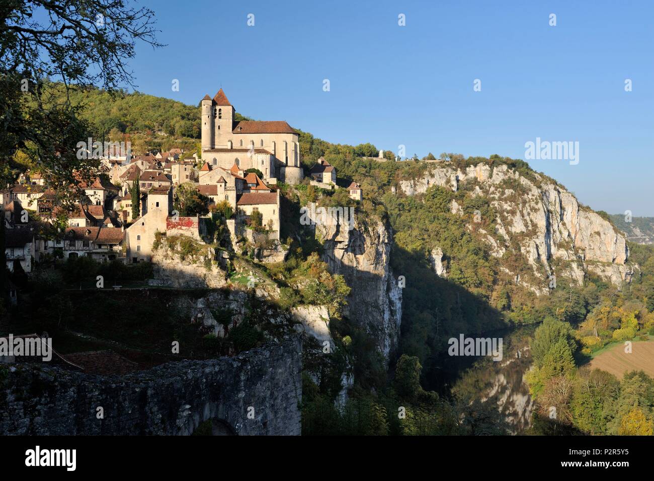 France, Lot, Saint Cirq Lapopie, village labeled Most Beautiful ...