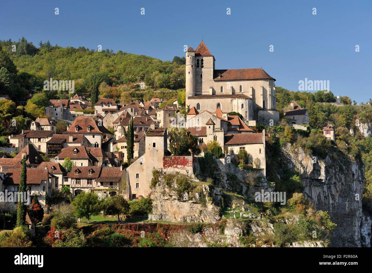 France, Lot, Saint Cirq Lapopie, village labeled Most Beautiful ...