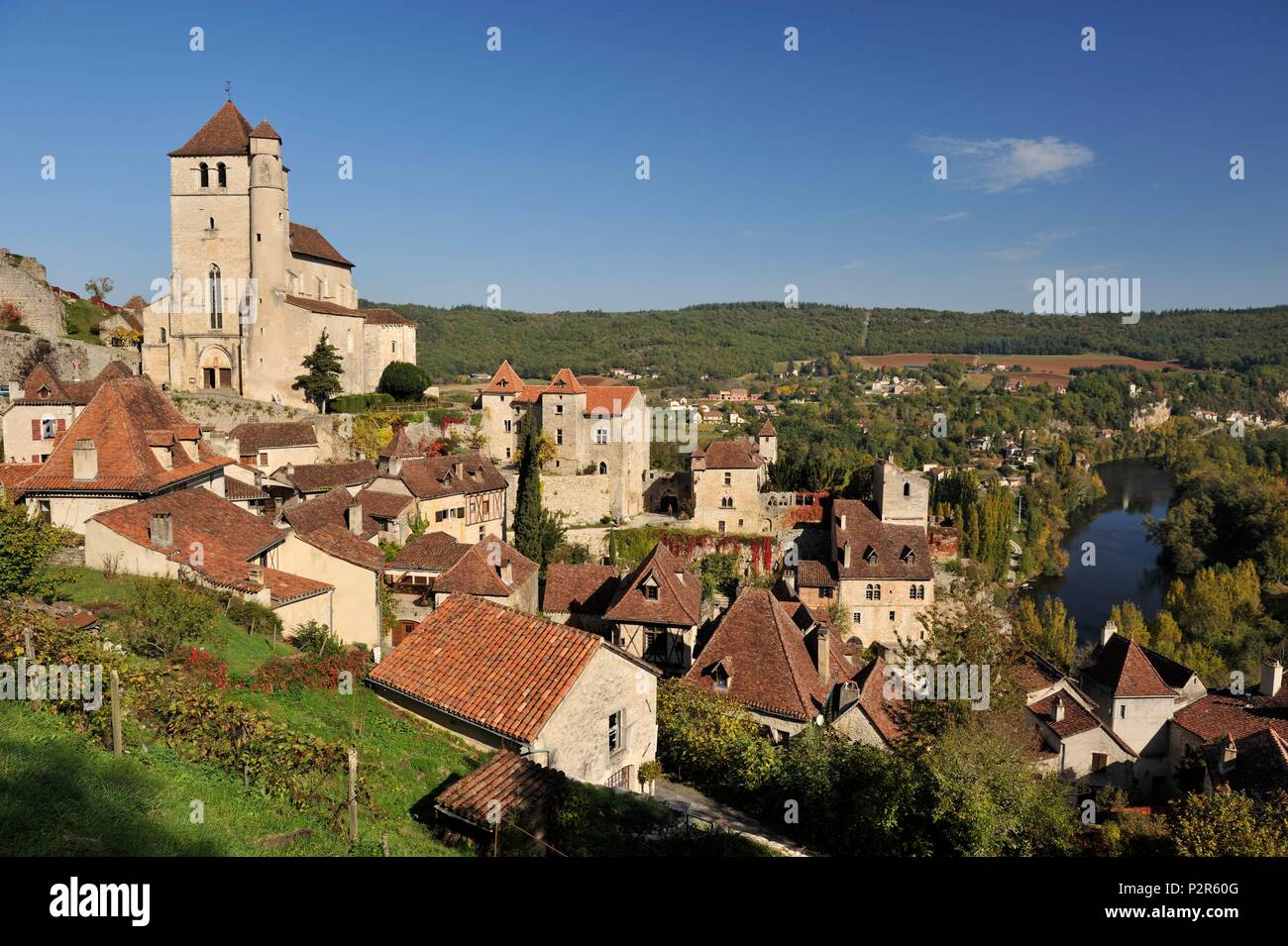 France, Lot, Saint Cirq Lapopie, village labeled Most Beautiful ...