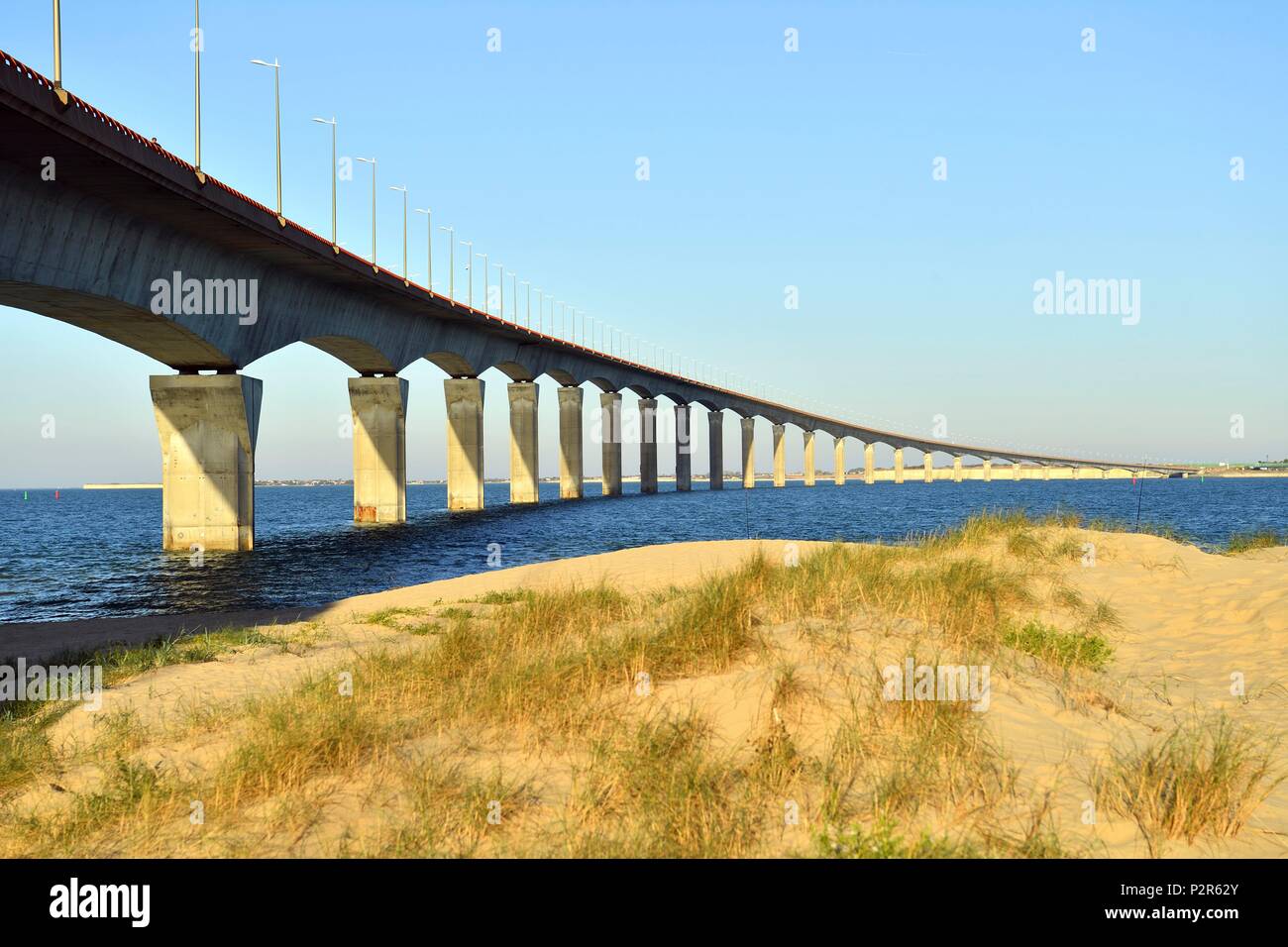 France, Charente Maritime, Ile de Re, Rivedoux Plage, bridge across Ile ...