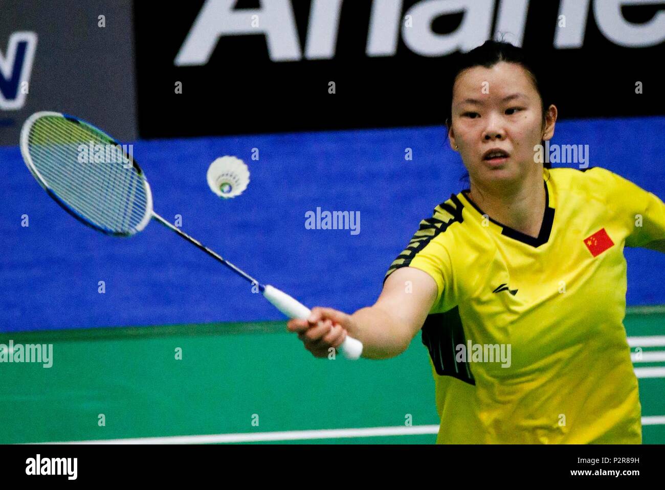Los Angeles, USA. 15th June, 2018. Li Xuerui of China returns a shot to ...
