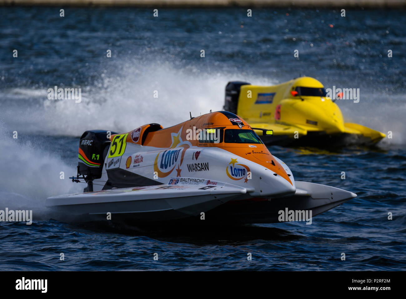 Bartek Marszalek driving for Emirates Racing Team racing in the F1H2O ...