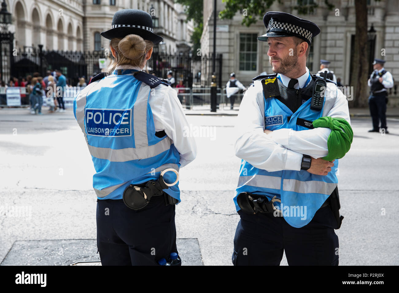 London, UK. 16th June, 2018. A police liaison office in Whitehall ...