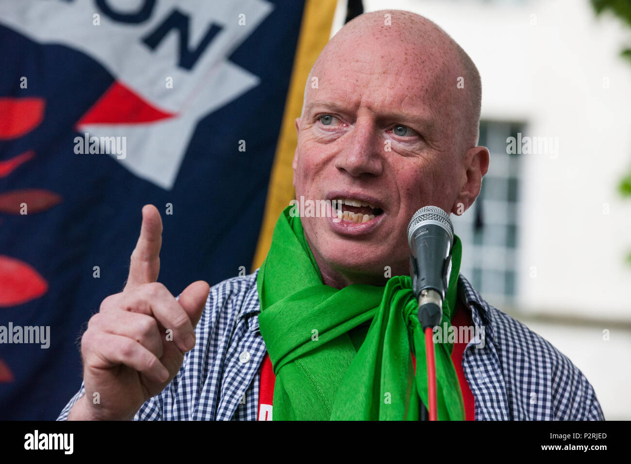 London, UK. 16th June, 2018. Matt Wrack, General Secretary of the Fire ...