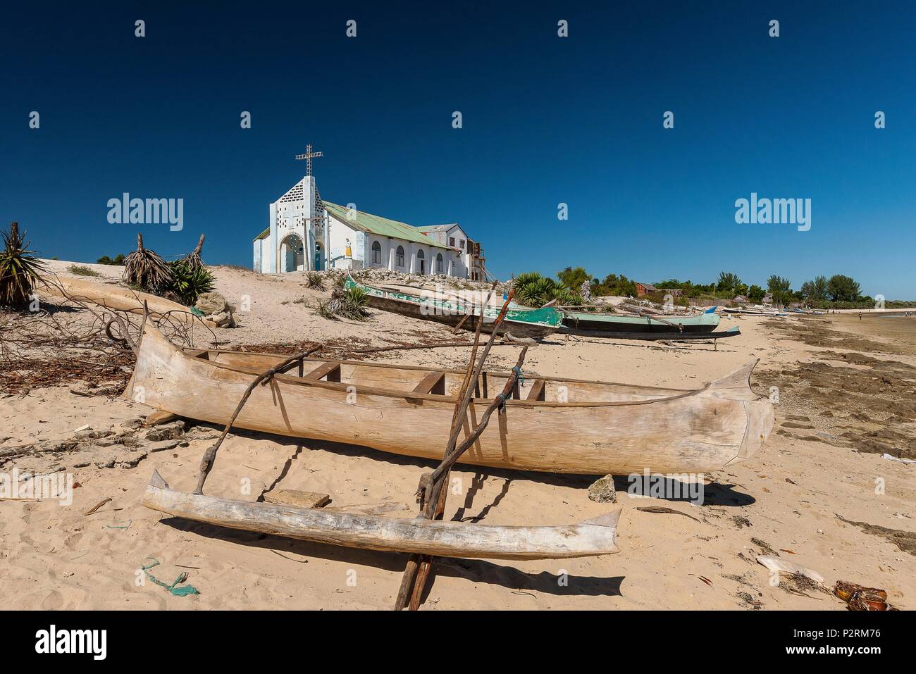 Madagascar, Menabe region, Belo sur Mer, the Mozambique Channel, canoe ...