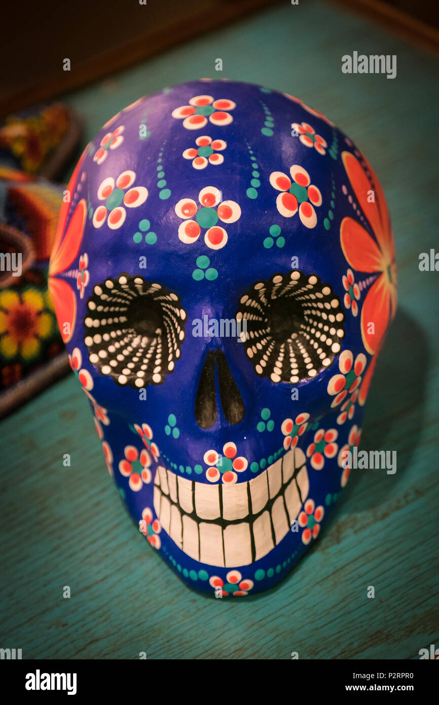 typical colorful mexican skull Stock Photo - Alamy
