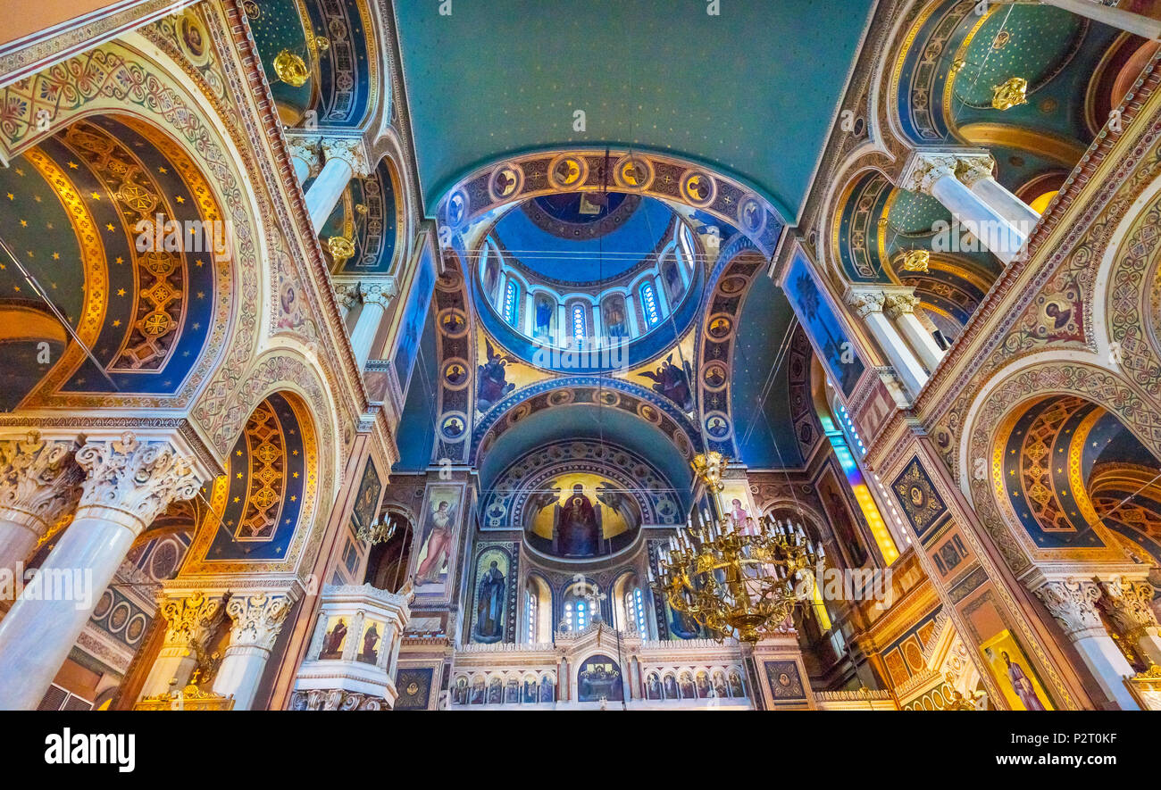 Metropolitan Basilica Dome Cathedral Athens Greece. Built in 1842, Main ...