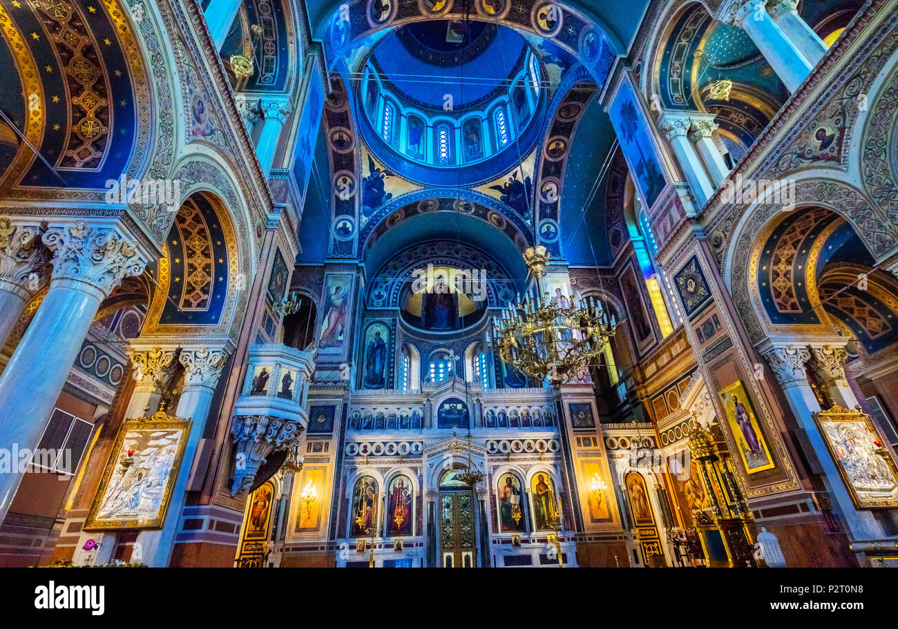 Metropolitan Basilica Dome Cathedral Athens Greece. Built in 1842, Main ...