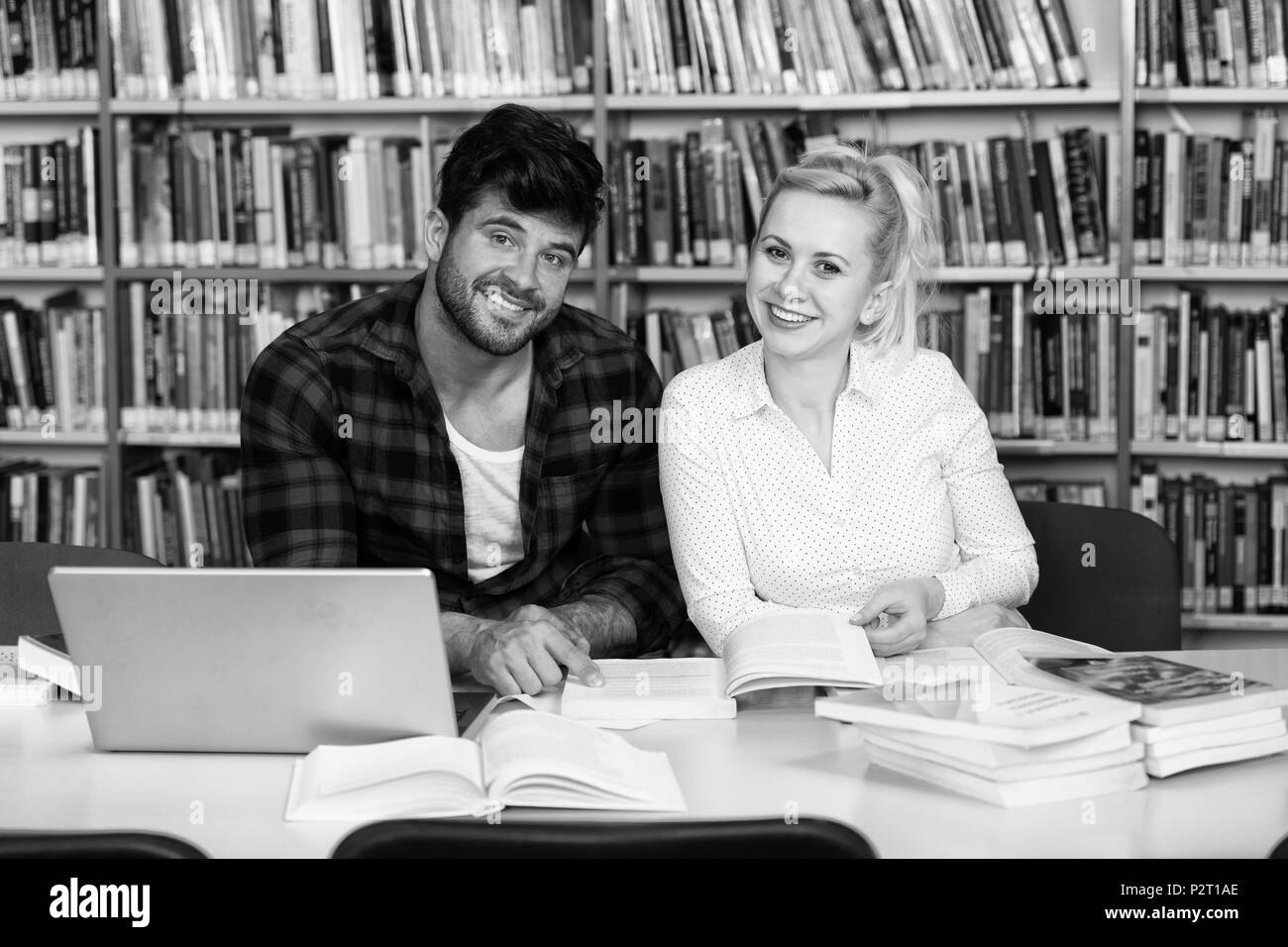 Portrait of a Attractive Students Doing Some School Work With a Laptop ...