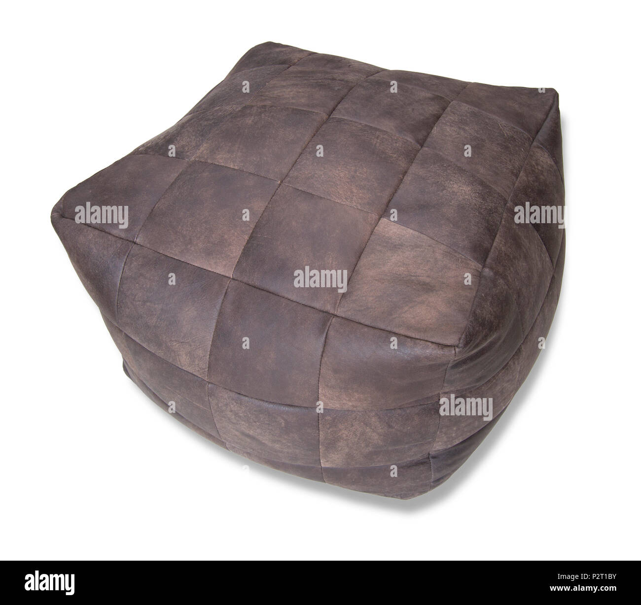 Brown leather cube chair Stock Photo - Alamy