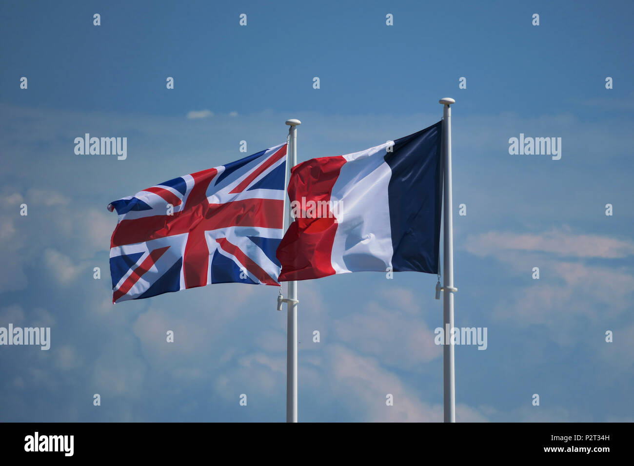 The Flags of the United Kingdom and France. The British Union Jack and ...