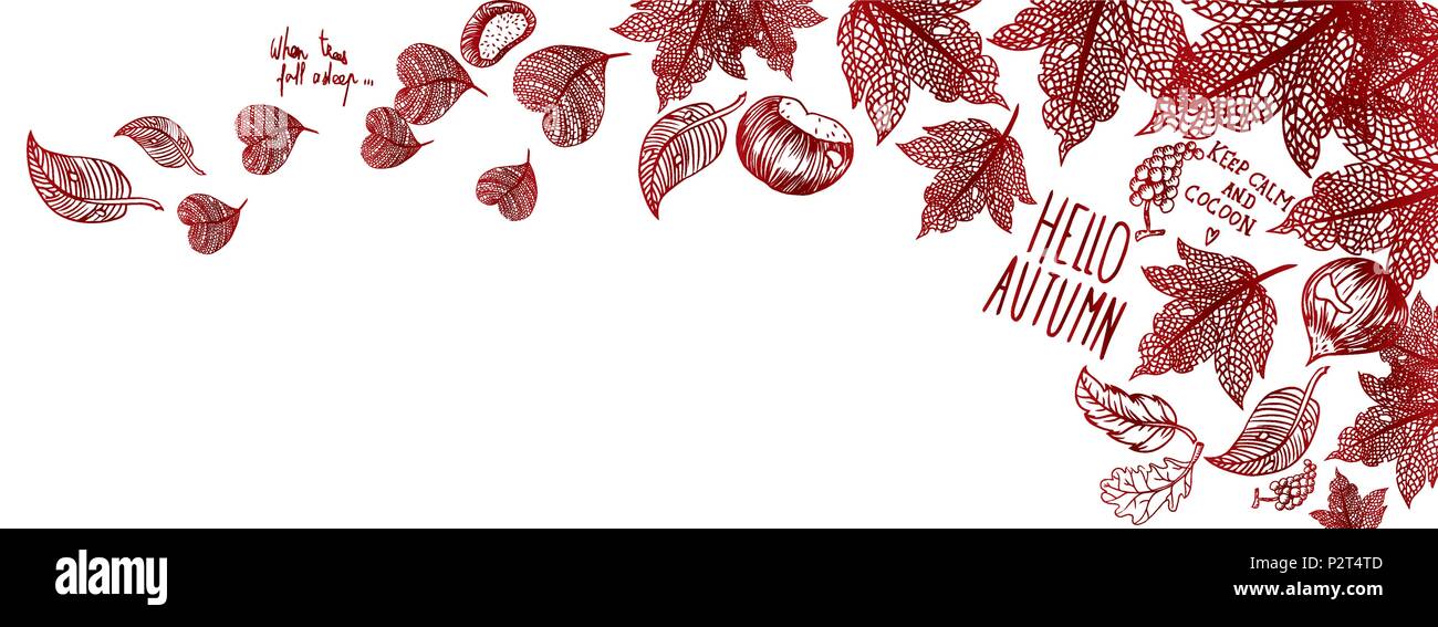 Sweet autumn doodles full vector large banner Stock Vector Image & Art ...