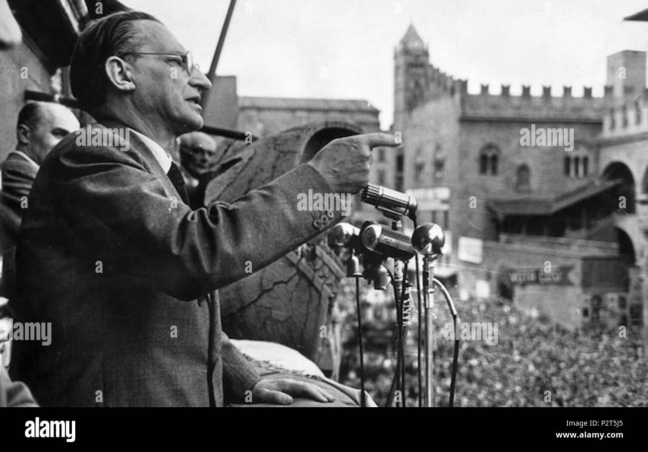 . English: Alcide De Gasperi in Bologna . 1 June 1951. Democrazia ...